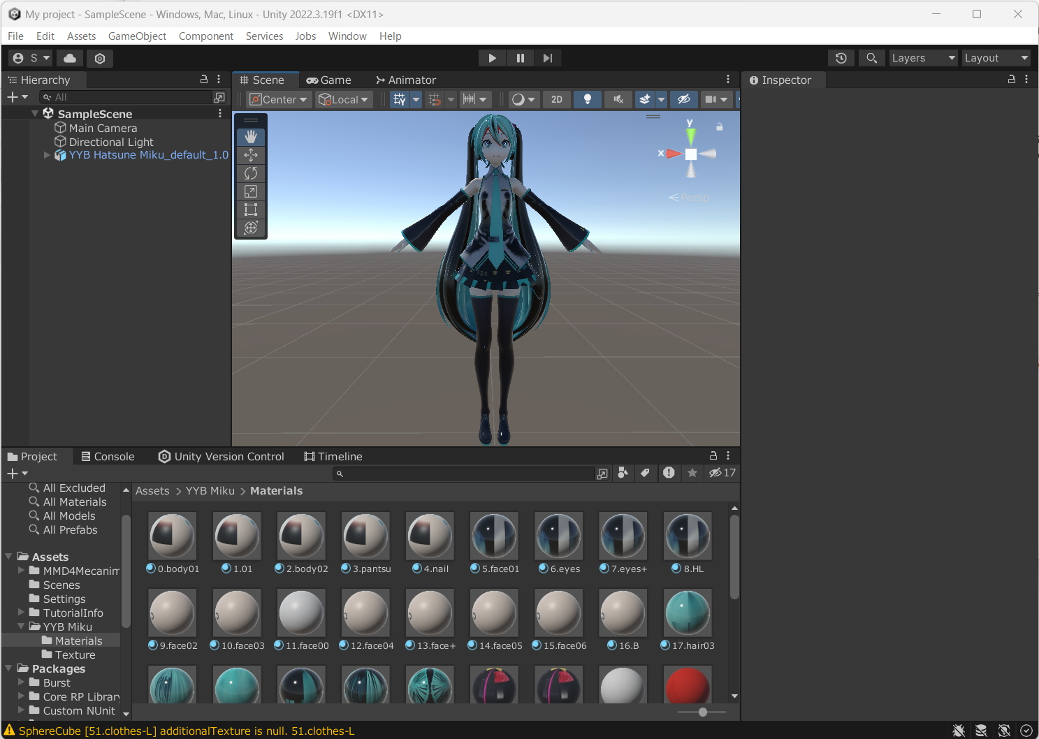 [MMD to Unity] YYB式初音ミクをUnityで動かそう [Unity 2022.3.19] #MMD4Mecanim - Qiita