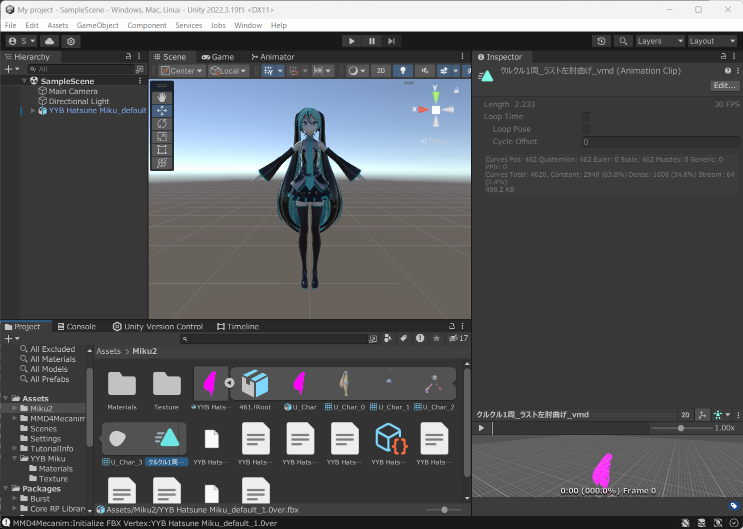 [MMD to Unity] YYB式初音ミクをUnityで動かそう [Unity 2022.3.19] #MMD4Mecanim - Qiita
